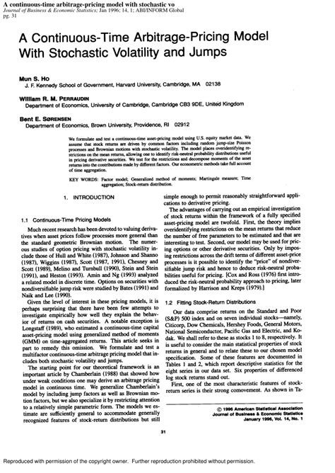 pdf a continuous time arbitrage pricing model with stochastic