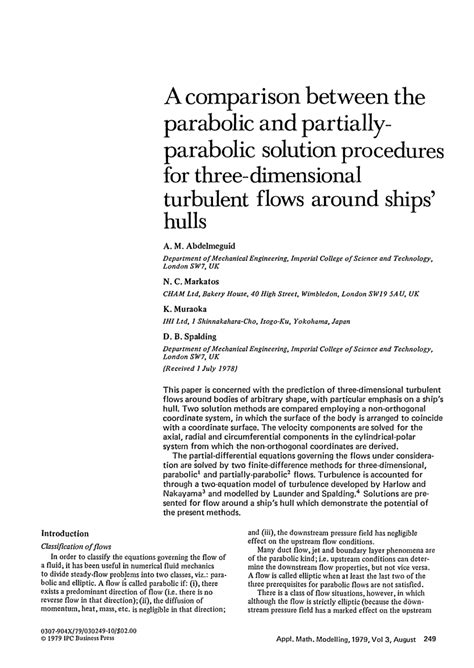 Pdf Comparison Of Parabolic And Partially Parabolic Solution Procedures For Three Dimensional