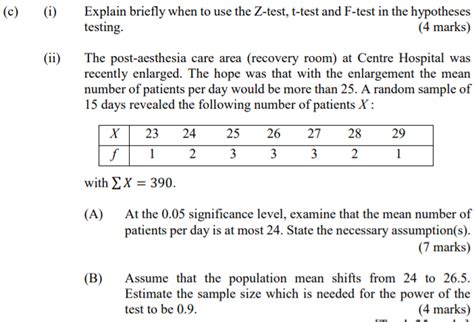 Solved C I Explain Briefly When To Use The Z Test Chegg