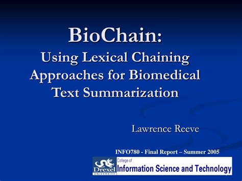Ppt Biochain Using Lexical Chaining Approaches For Biomedical Text