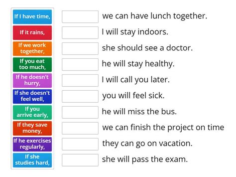 First Conditional Exercises Match Up
