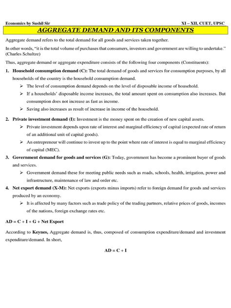 Aggregate Demand And Its Components Pdf Consumption Economics
