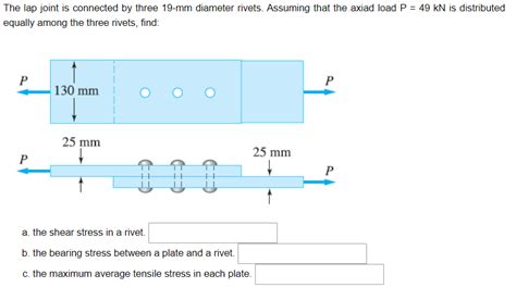 Solved The Lap Joint Is Connected By Three 19 Mm Diameter