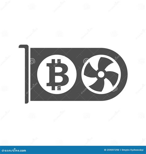 bitcoin video card silhouette vector icon isolated on white stock vector illustration of
