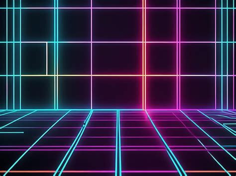 Premium Ai Image Neon Grid Design A Background