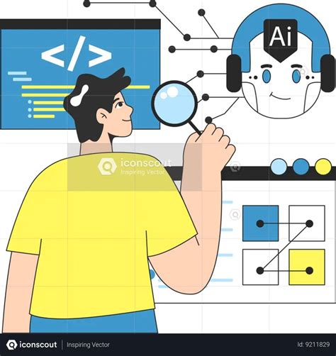 Developer Solving Bug Of Ai Model Illustration Free Download Science