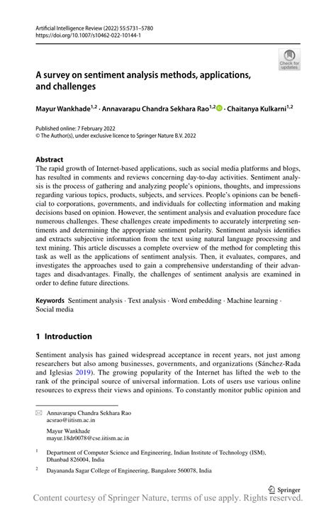 A Survey On Sentiment Analysis Methods Applications And Challenges Request Pdf