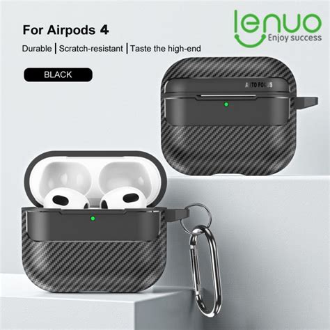 Lenuo Anti Fall Cover For Airpods Case Suitcase Carbon Fiber