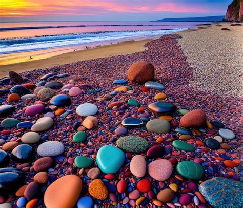 Premium Photo Colorful Pebbles On The Beach