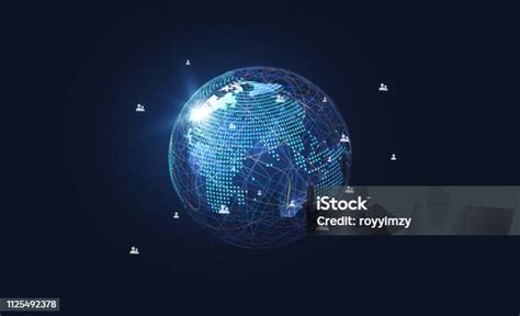 글로벌 네트워크 연결입니다 세계 지도 포인트와 라인 구성의 개념은 글로벌 비즈니스 벡터 일러스트 레이 션 3차원 형태에 대한