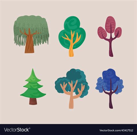 Icons Set Trees Royalty Free Vector Image VectorStock