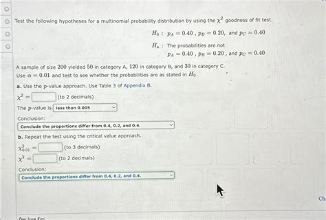 Solved Test The Following Hypotheses For A Multinomial Chegg Com