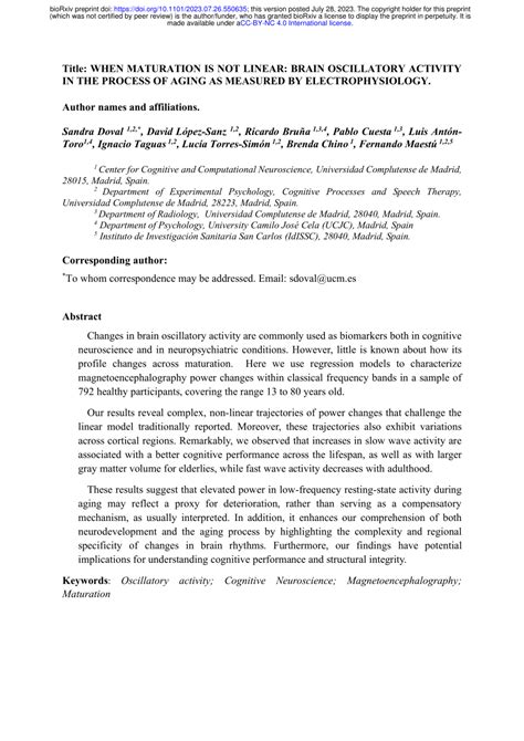 Pdf When Maturation Is Not Linear Brain Oscillatory Activity In The