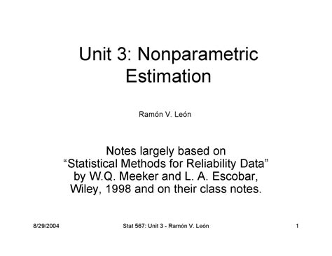 Lecture Notes On Nonparametric Estimation Stat 567 Docsity