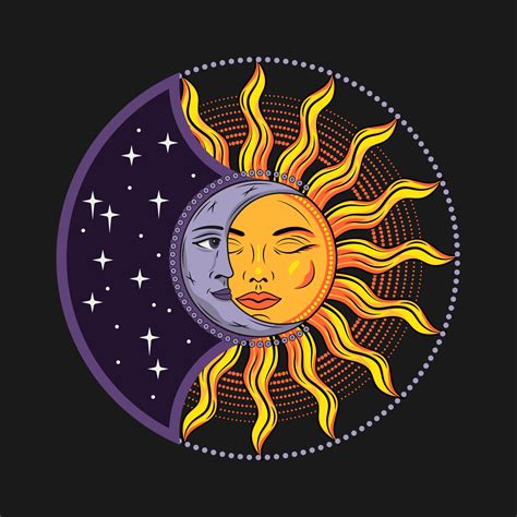 Eclipse With Sun Crescent Moon Mythological Medieval Fairytale