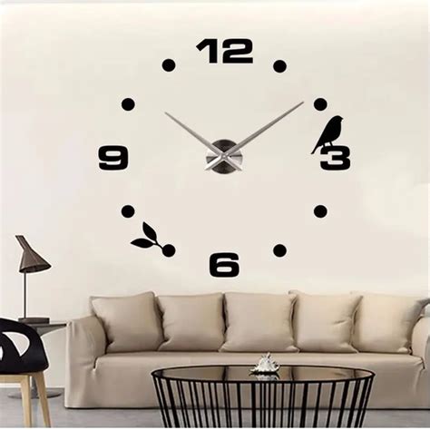 Настенные 3d часы Timelike Кварцевые круглые дизайнерские с эффектом 3Д 120 см Птички Черный