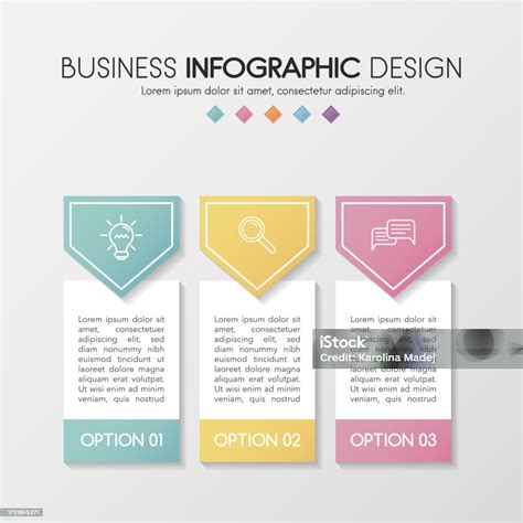 3 단계와 비즈니스 아이콘이있는 다채로운 인포 그래픽 다이어그램 벡터 0명에 대한 스톡 벡터 아트 및 기타 이미지 0명 3 3가지 개체 Istock