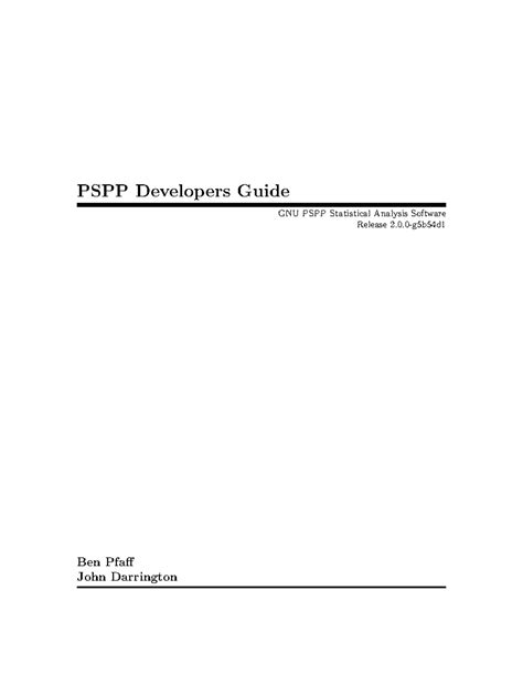 Pspp Developers Guide Statistical Analysis Software Manual Studocu