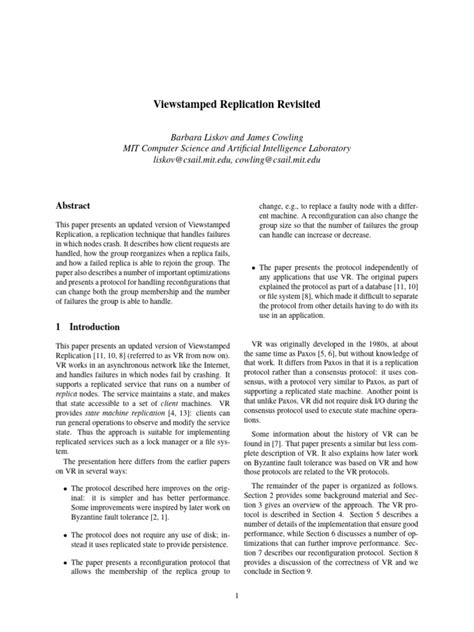 View Stamped Replication Pdf Replication Computing Computer
