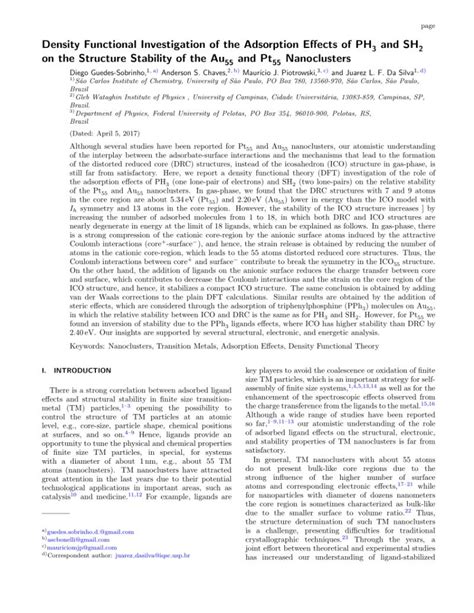 Juarez L F Da Silva On Linkedin Pdf Density Functional Investigation Of The Adsorption