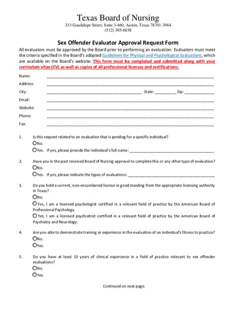 Fillable Online Sex Offender Evaluator Approval Request Form Fax Email