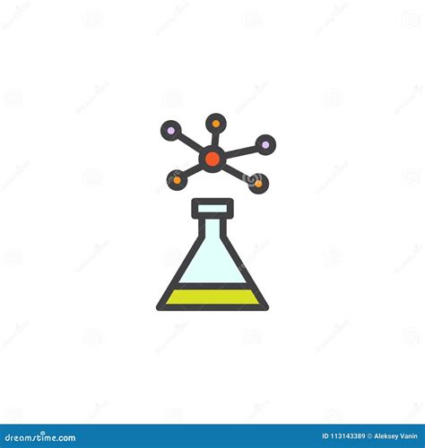 Flask And Molecule Structure Filled Outline Icon Stock Vector Illustration Of Education