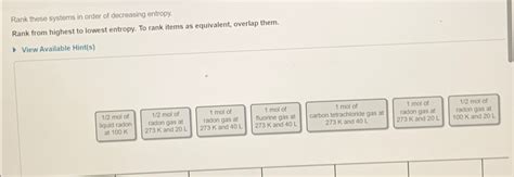 solved rank these systems in order of decreasing