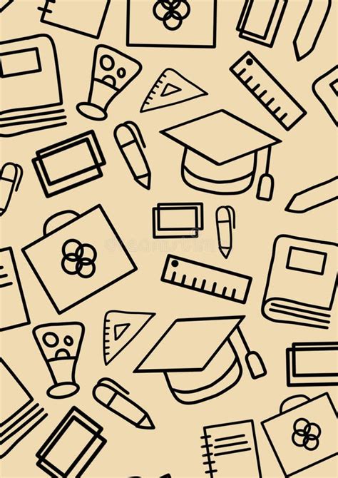 Semless Pattern With A Sketch Of School Office Accessories Stock Illustration Illustration Of