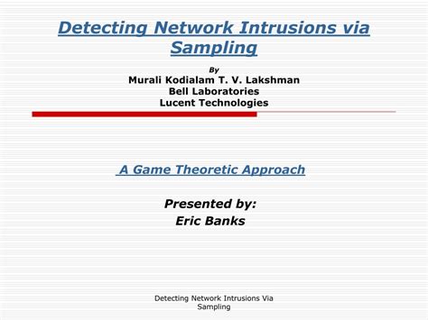 Ppt A Game Theoretic Approach Presented By Eric Banks Powerpoint