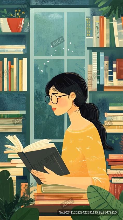 Ai创作图读书日插画 认真读书的女生 学习读书插画 看书插画 阅读插画插图 阅读读书插画 读书学习场景 读书女孩插画 读书插画 阅读插画 开学季读书节日插画 图书馆儿插 阅读会插画 阅读节插画