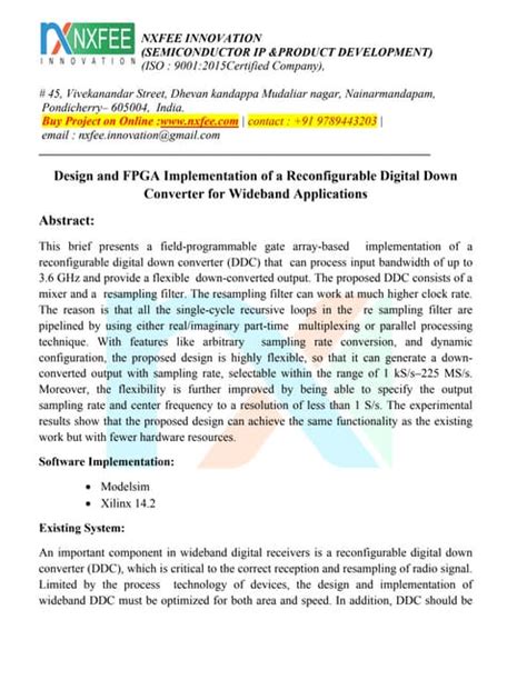 Design And Fpga Implementation Of A Reconfigurable Digital Down Converter For Wideband