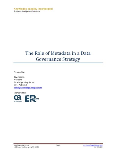 3 Role Of Metadata Data Governance Pdf Metadata Governance