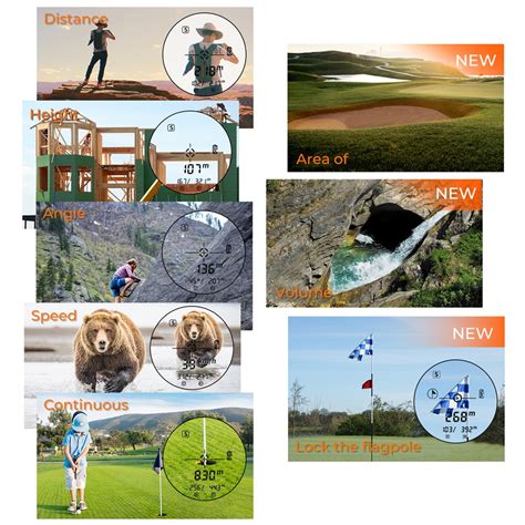 Sndway Sw 1000b 골프 거리 측정기lcd 터치 범위 포함 높이속도면적 측정 컬러 스크린 터치 자동 데이터 저장 1000미터 측정 거리 Kandf