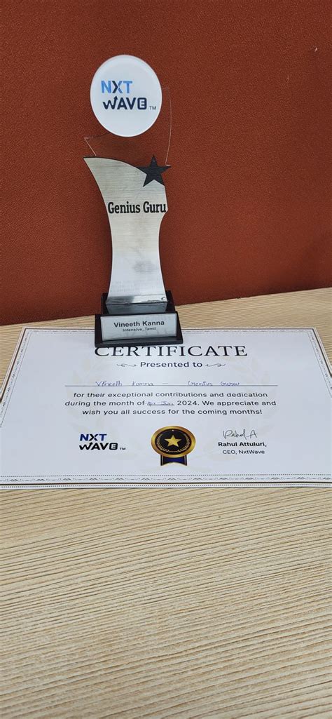 Vineeth Kanna S On Linkedin Nxtwave Recognition Grateful