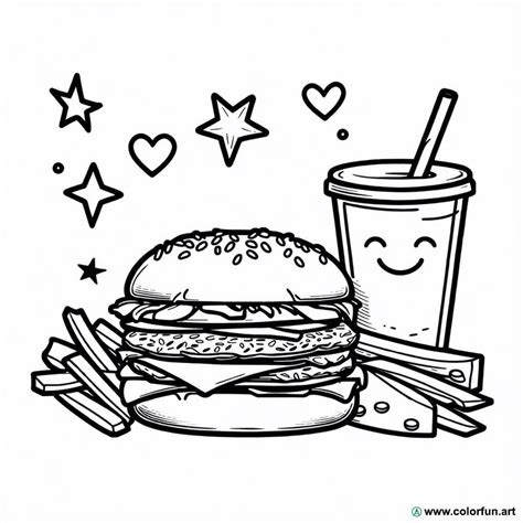 Dibujo Para Colorear Divertido De Hamburguesa Descargar O Imprimir De