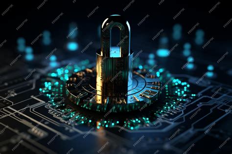 Premium Ai Image Blue Keylock And Binary Code Encryption Are Central