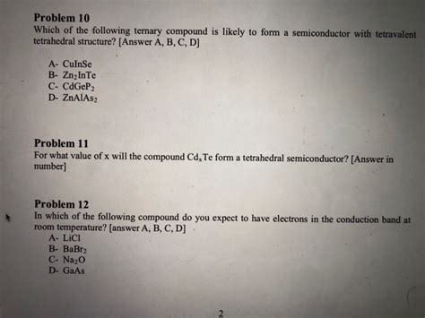 Solved Problem 10 Which Of The Following Ternary Compound Is