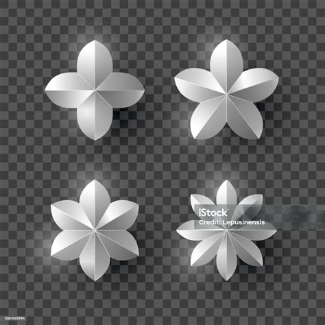 그림자와 함께 실버 꽃의 투명 한 배경을 설정 합니다 새 해와 크리스마스 디자인 요소 벡터 일러스트 레이 션 12월 31일에 대한 스톡 벡터 아트 및 기타 이미지 Istock