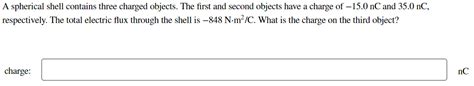 solved a spherical shell contains three charged objects the