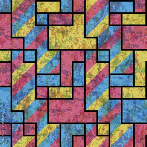 Abstract Geometric Pattern Modern Design In Bold Colors With Texture
