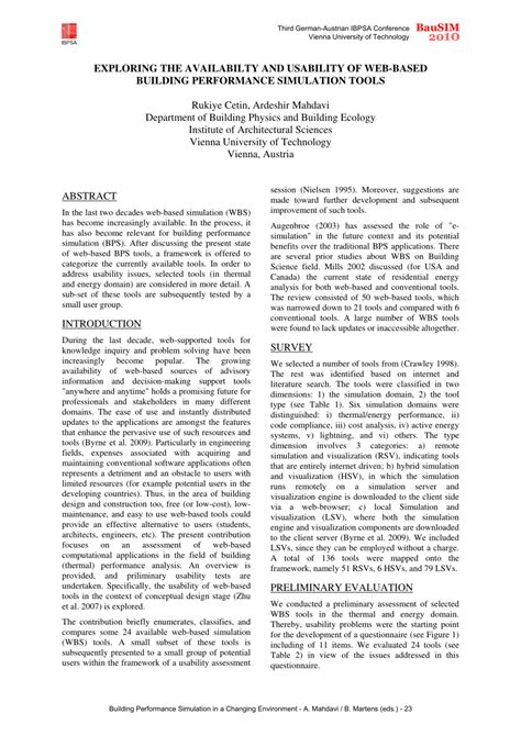 Pdf Exploring The Availability And Usability Of Web Based Building Performance Simulation Tools