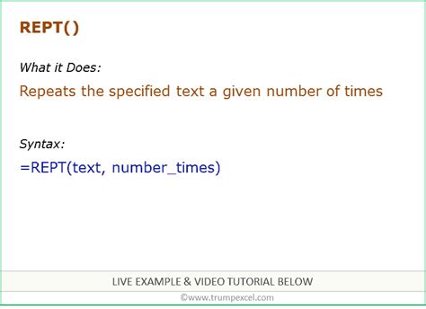 how to use excel rept function examples video