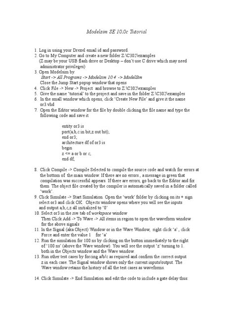 Modelsim Se 10 0c Tutorial Pdf