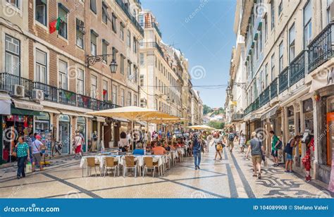Rua Augusta In A Summer Afternoon Lisbon Portugal Editorial Stock