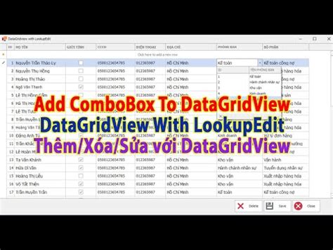 Add ComboBox to GridView DataGridView with LookupEdit Thêm Xóa Sửa với DataGridView