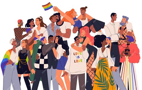 Premium Vector Lgbt Community Homosexual Couples At Lgbtq Pride