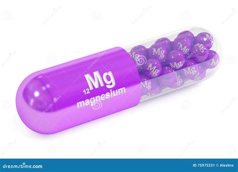 Capsule With Magnesium Mg Element Dietary Supplement 3d Renderi Stock Illustration