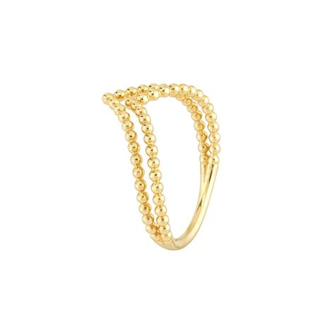 Double Beaded Chevron Design Ring Real 14k Yellow Gold All Sizes Ebay