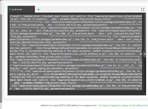 I Can Not Connect My Local Terminal With Aapanel Aapanel Free Hosting Control Panel One