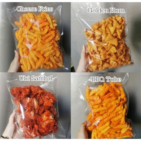 【hot Selling】kerepek Ubi Pedas Basah Cheese Fries Golden Corn Bbq Tube Golden Horn 200